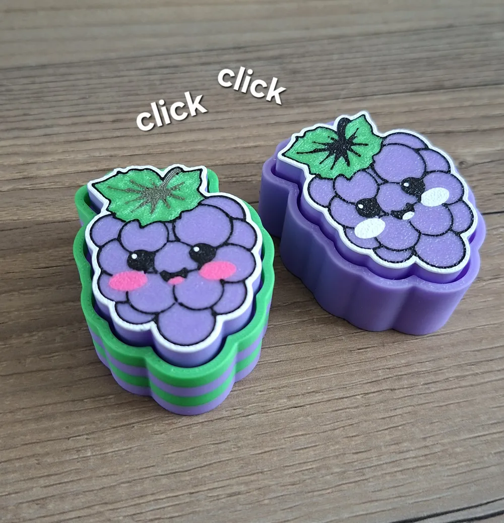 Cute kawaii style grape fidget clicker toy - Free 3D Print Model ...