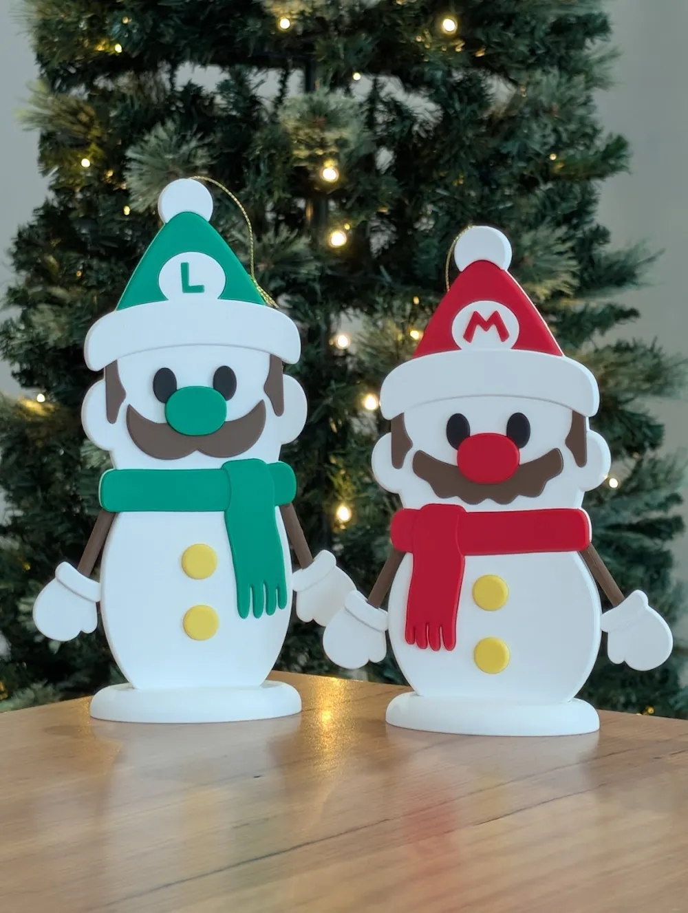 Mario & Luigi Snowman Xmas Ornaments - NO AMS - Free 3D Print Model ...