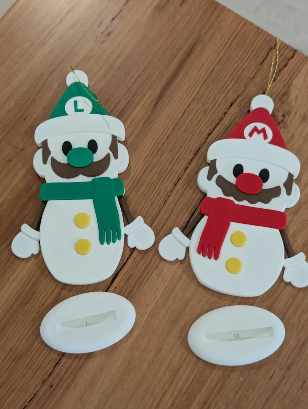Mario & Luigi Snowman Xmas Ornaments - NO AMS - Free 3D Print Model ...