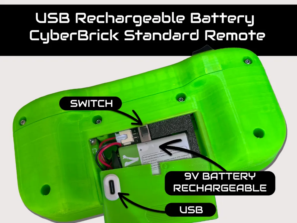USB Rechargeable Battery CyberBrick Remote Remixed by 3Z3D MakerWorld ...