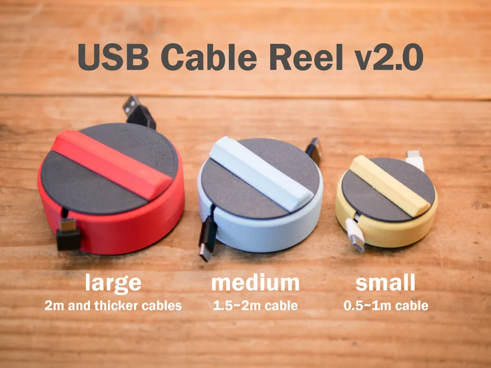 USB Cable Reel v2.0 / Organizer / storage / travel - Free 3D Print ...