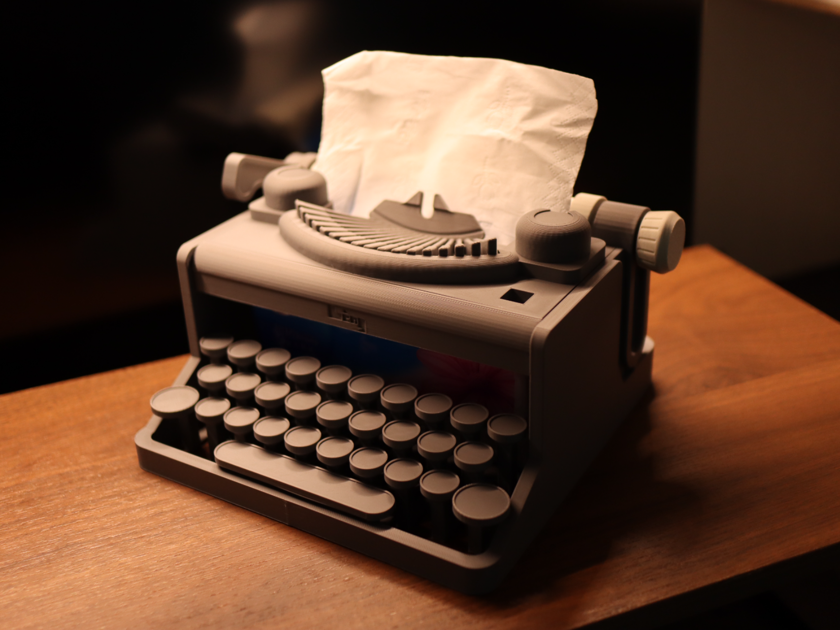 [Typewriter Tissue Box] Automatic Pressing! Ratchet Handle! Beautiful ...