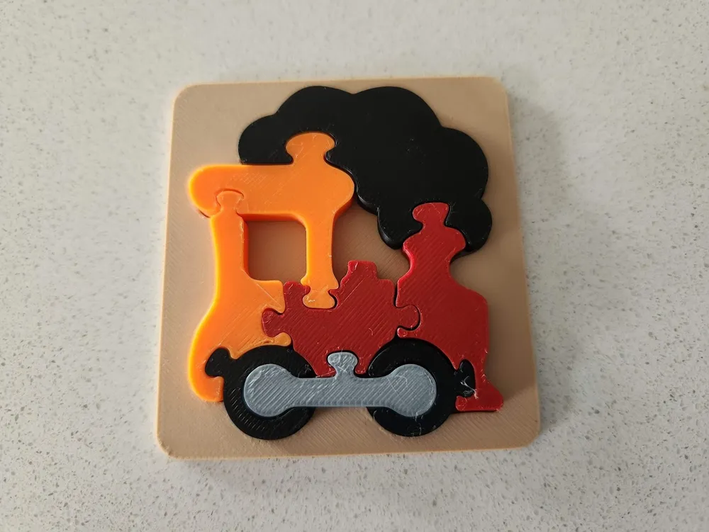 Kids puzzle - locomotive - Free 3D Print Model - MakerWorld