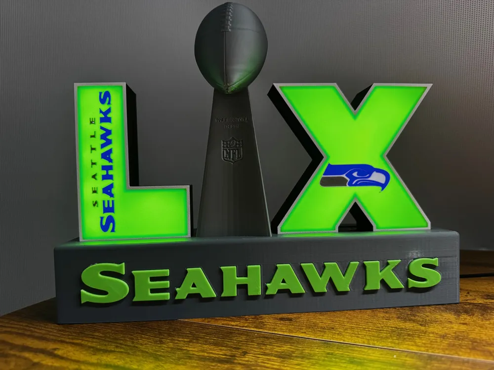 Seattle Seahawks LED Lightbox – With Trophy spot - Free 3D Print Model ...