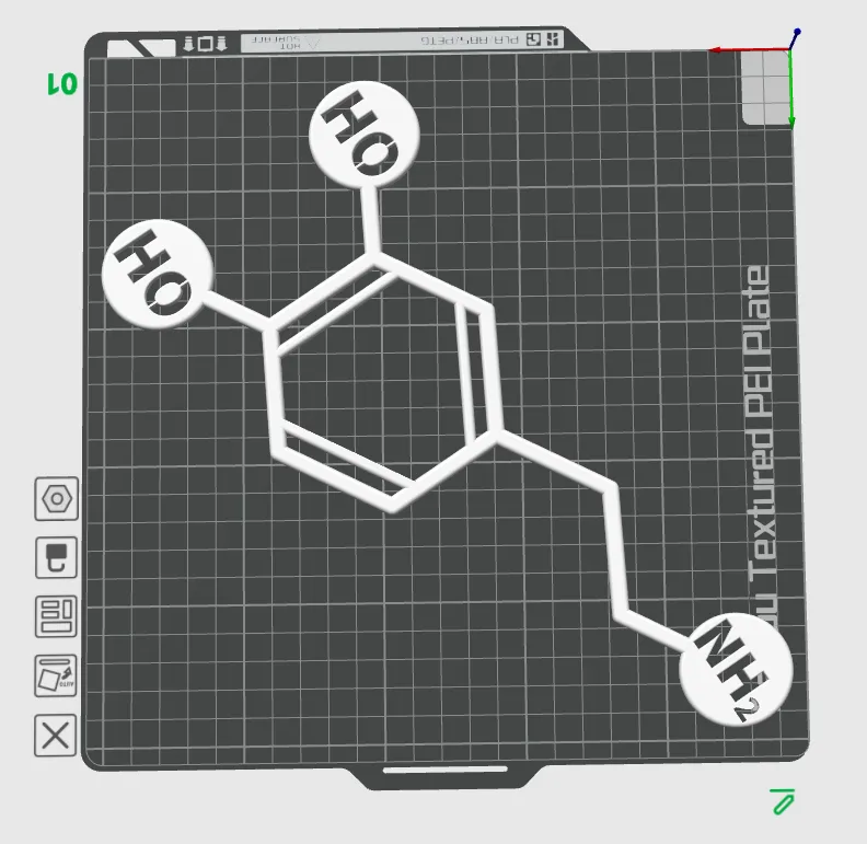 Dopamine molecule structure by NijsDesigns - MakerWorld