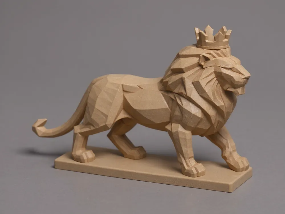 Low Poly King Lion Statue with Crown on Base - Free 3D Print Model ...