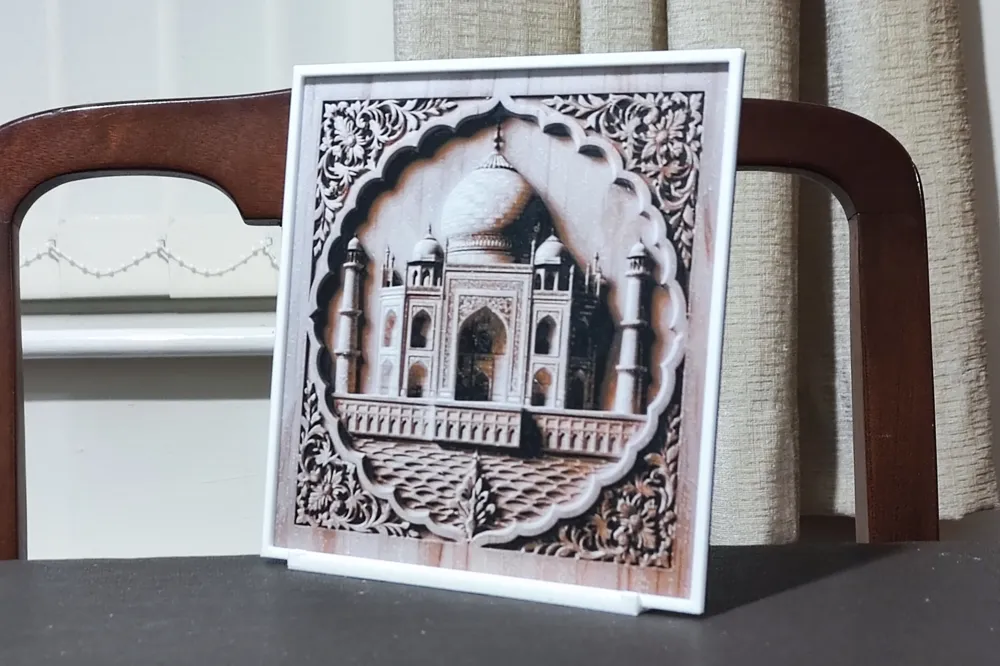 Carved Taj Mahal - HueForge 3 Color - Free 3D Print Model - MakerWorld