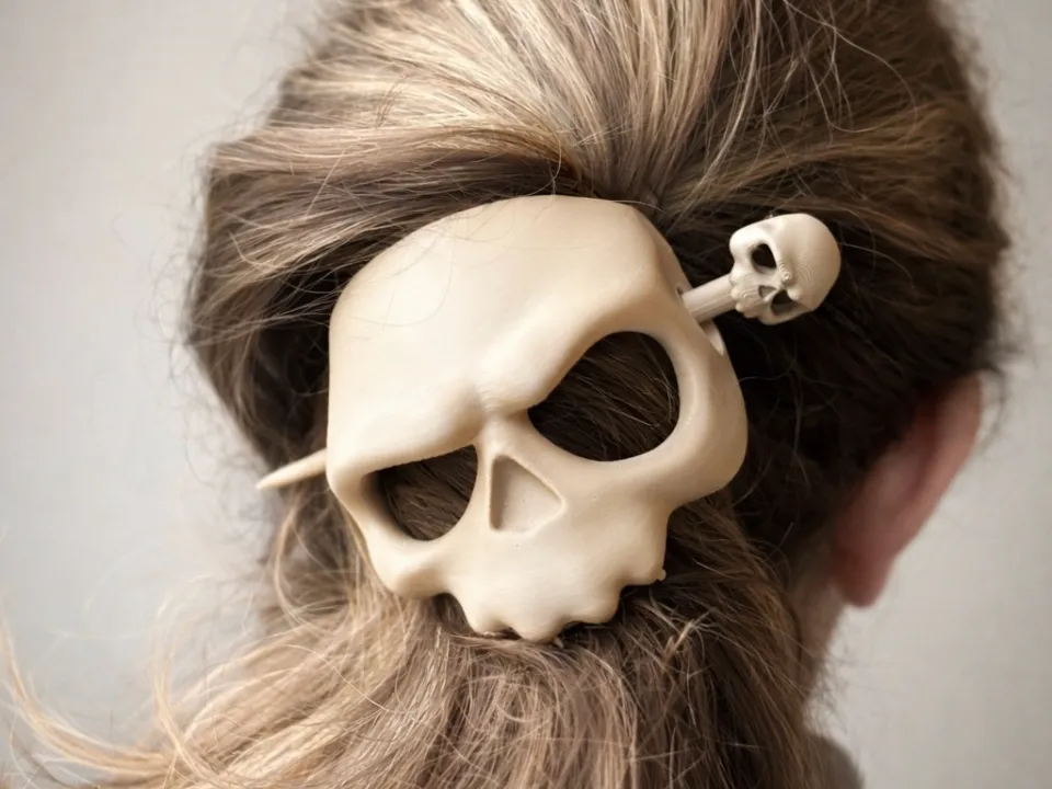 ZKULL Skull Hair Pin - Free 3D Print Model - MakerWorld