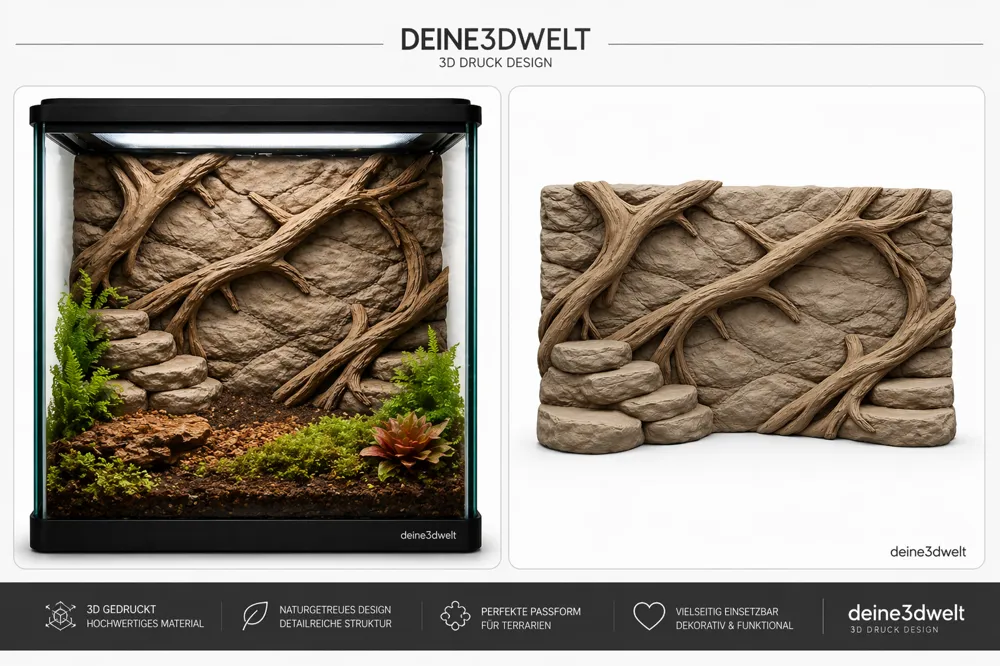 3D Terrarium Background with Rocks & Roots - Free 3D Print Model ...