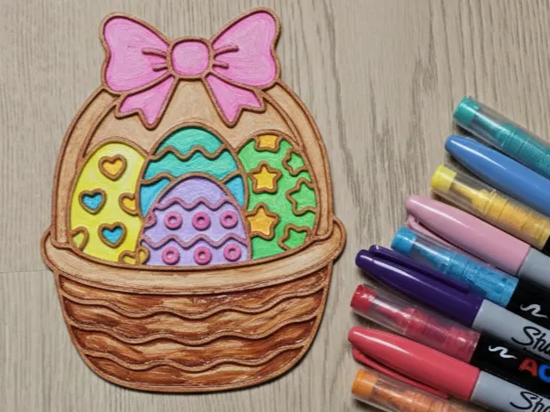 Easter Basket Ostern Eggs Coloring Craft - Free 3D Print Model - MakerWorld