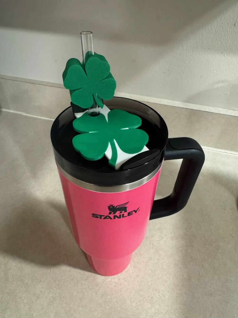 4 Leaf Clover Stanley Cup Plate and Straw Topper by Carman3D - MakerWorld