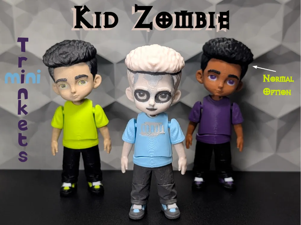 Flexi Kid Zombie (I like turtles!) & Normal Kid - Free 3D Print Model ...