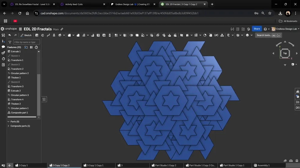 Six-Pointed Stars (2.5D Geometric Wall Art) by Endless Design Lab 🌀 ...