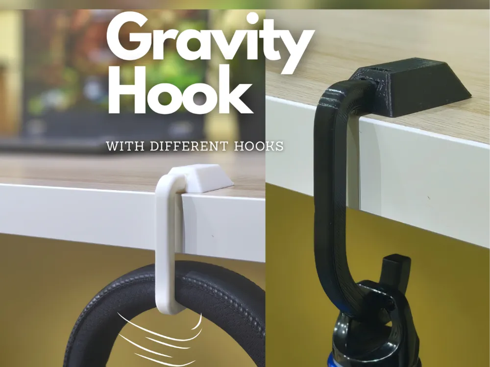 Cantilever Gravity Hook – Self-Stabilizing Hanger - Free 3D Print Model ...