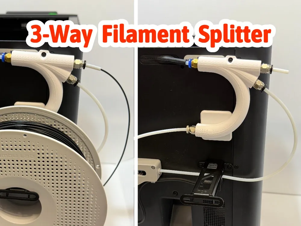 3 Way Filament Splitter for BambuLab P1P/P1S/X1C by 3D-Vizja MakerWorld ...