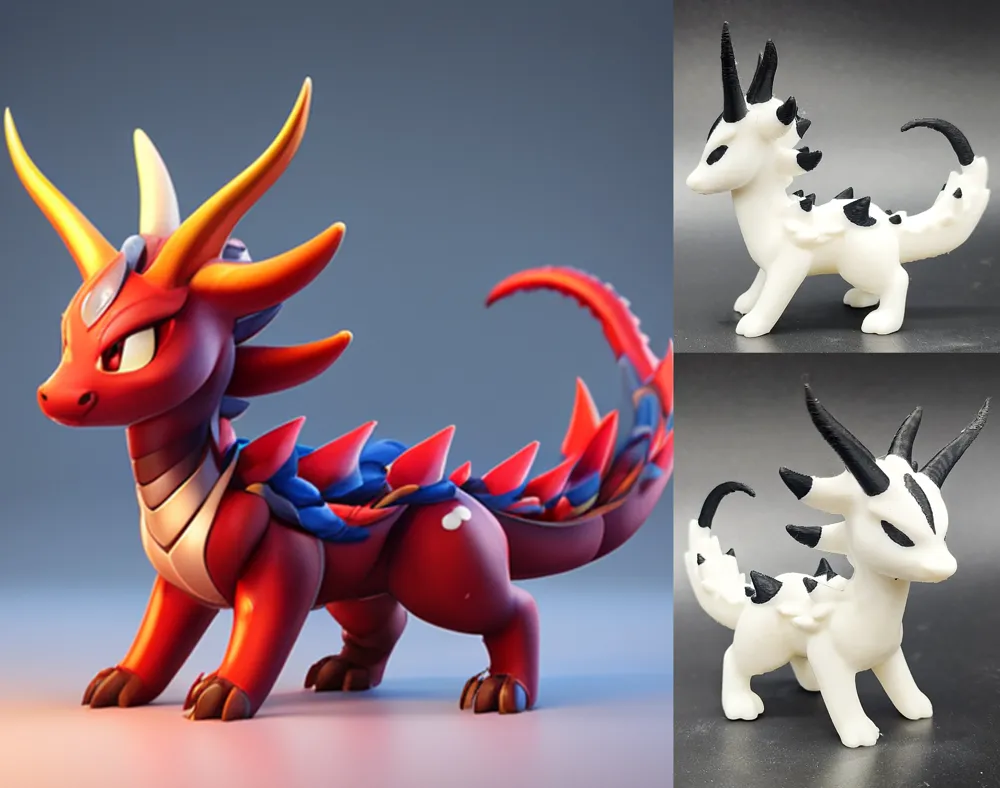 Long Horn Dragon - AI Generated by Triple G Workshop - MakerWorld