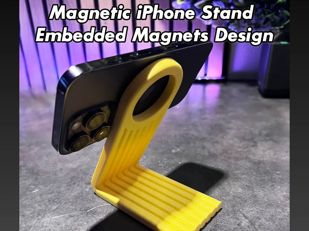 Magnetic iPhone Stand - Embedded Magnets Version - Free 3D Print Model ...