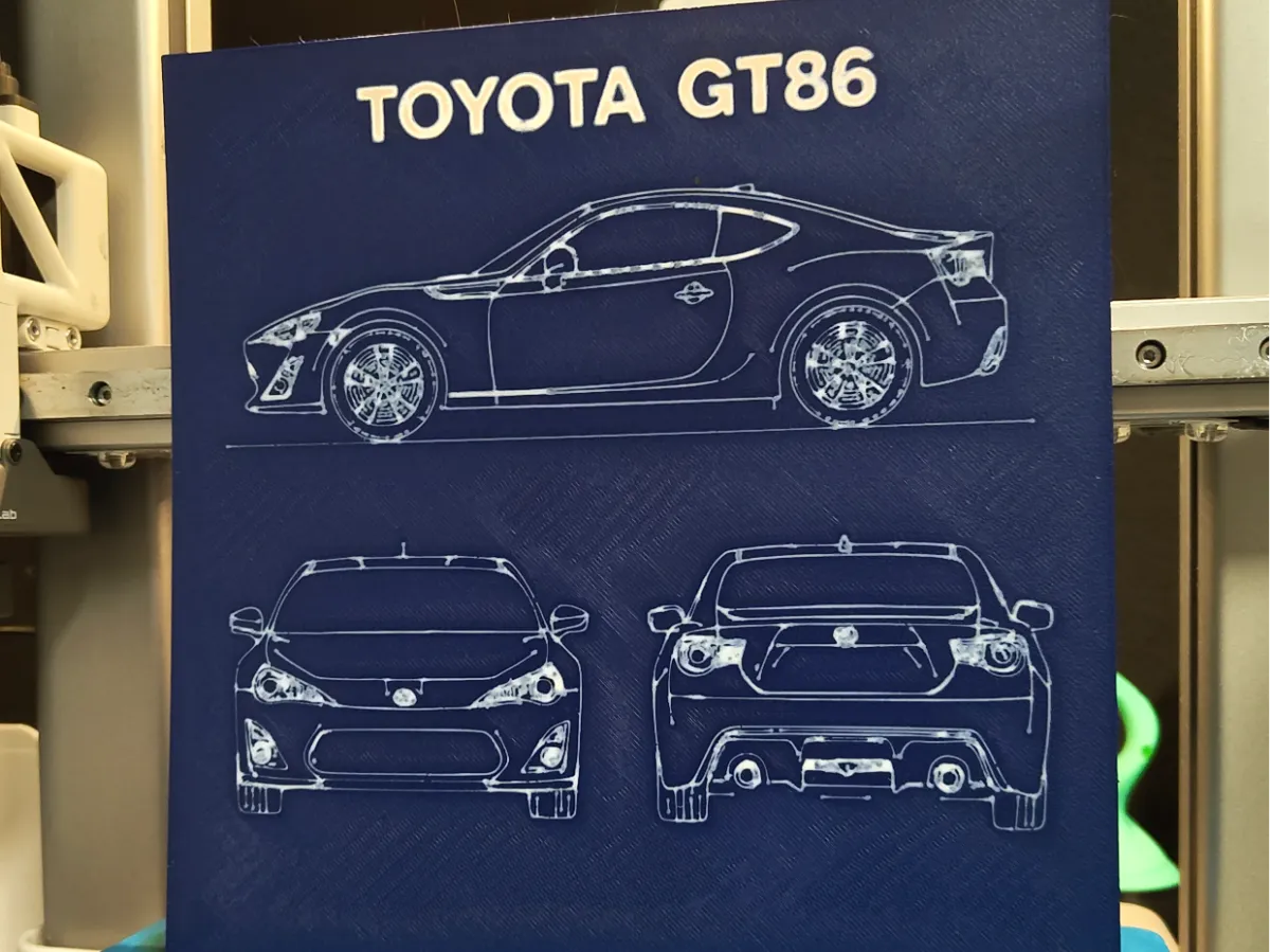 Toyota GT86 Blueprint (Simple) - Free 3D Print Model - MakerWorld