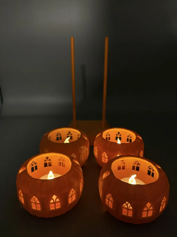 Stackable Pumpkin Tealight Holder Modular Lantern - Free 3D Print Model ...