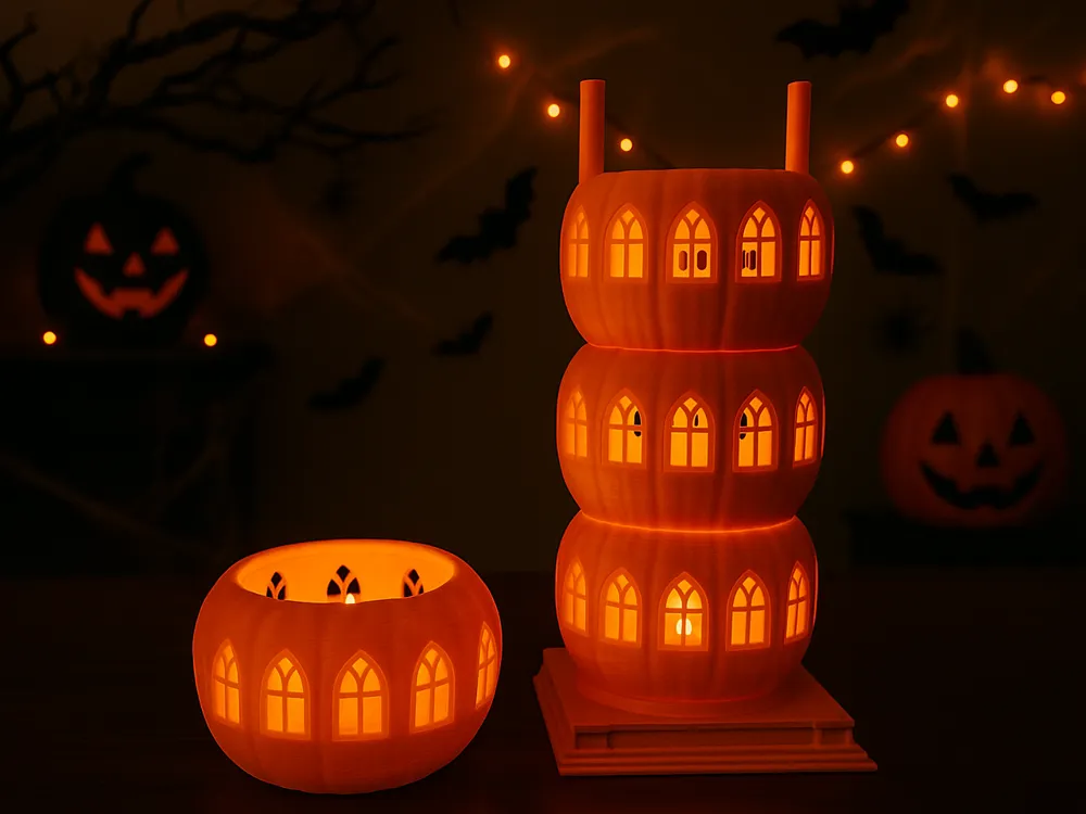 Stackable Pumpkin Tealight Holder Modular Lantern - Free 3D Print Model ...