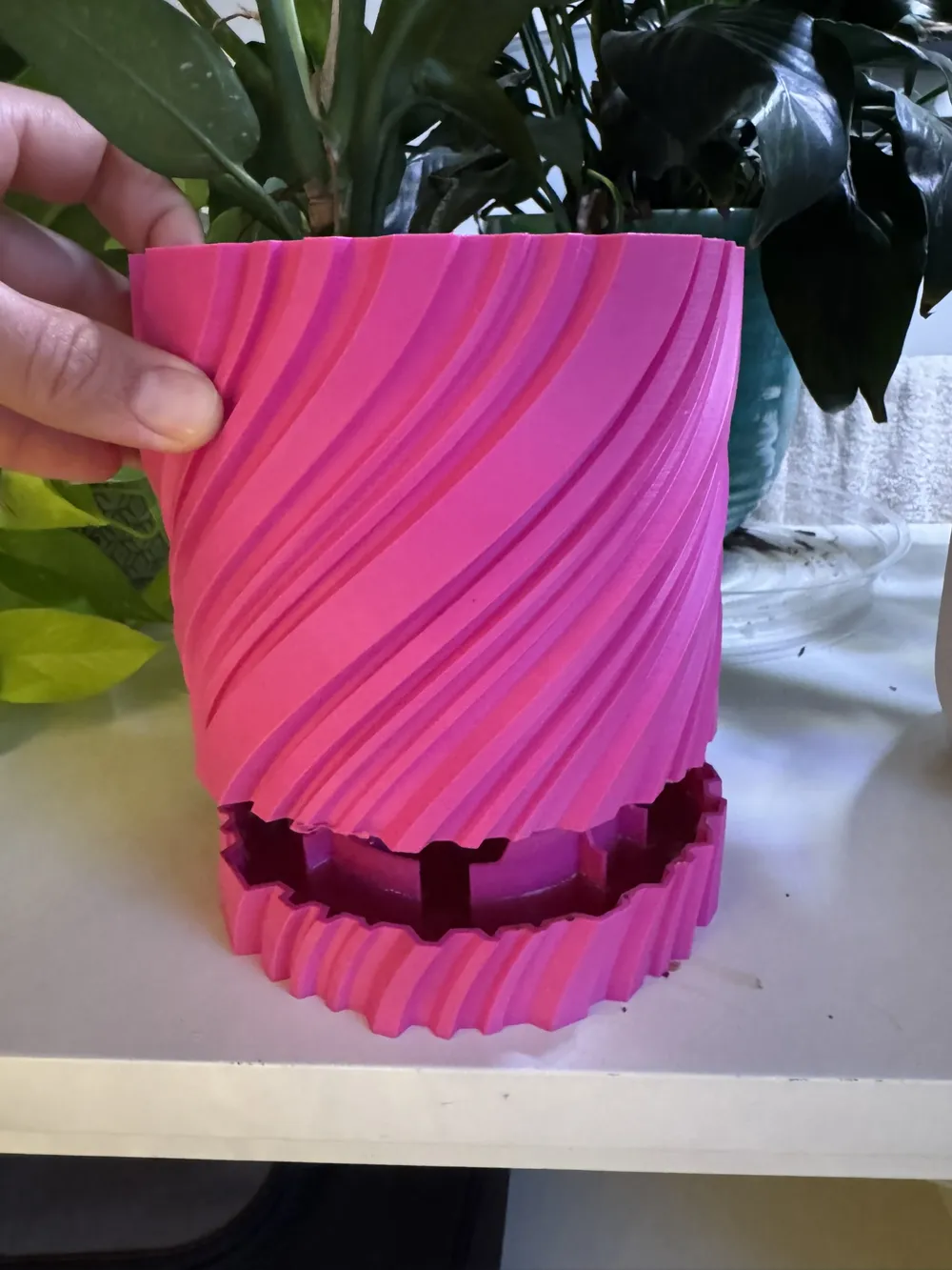 Vortex Plant Pot + Hidden Saucer - Free 3D Print Model - MakerWorld