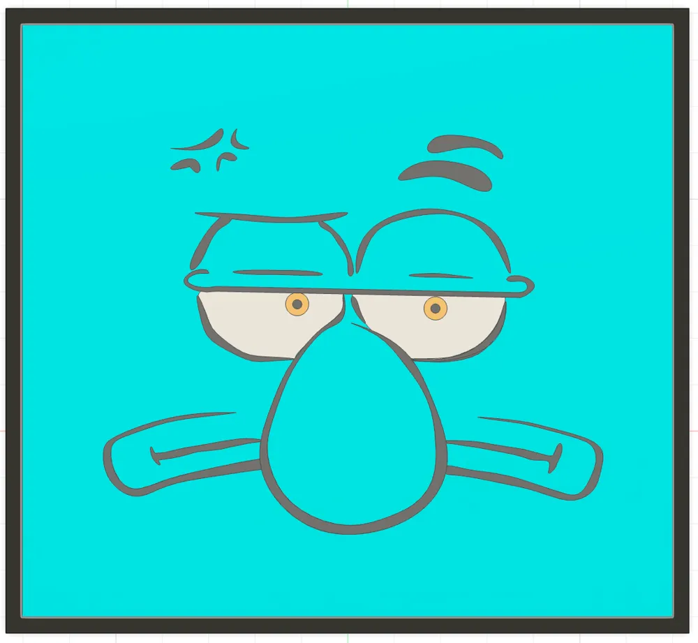Squidward Wall Art 2D from Spongebob Multicolor - Free 3D Print Model ...