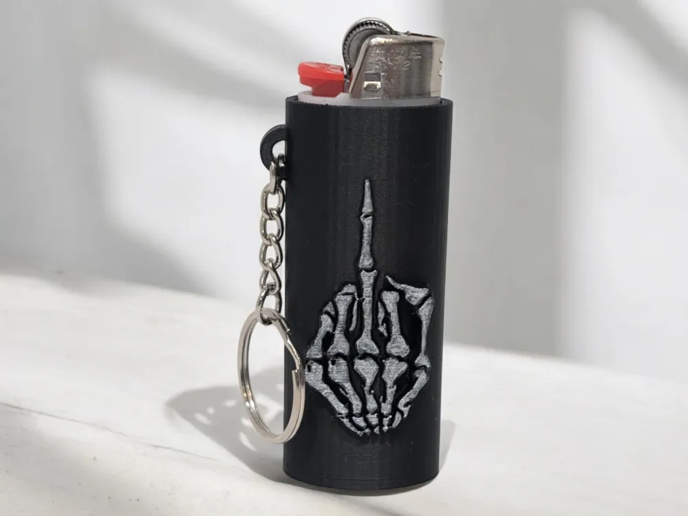 Skeleton Middle Finger Lighter Case Keychain by Rad Makes MakerWorld ...