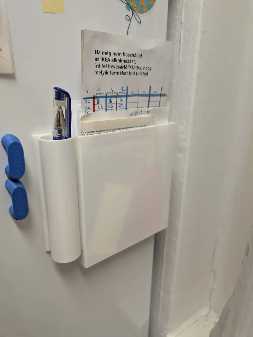 Soporte para documentos y bolígrafos para nevera (cinta/magnético ...