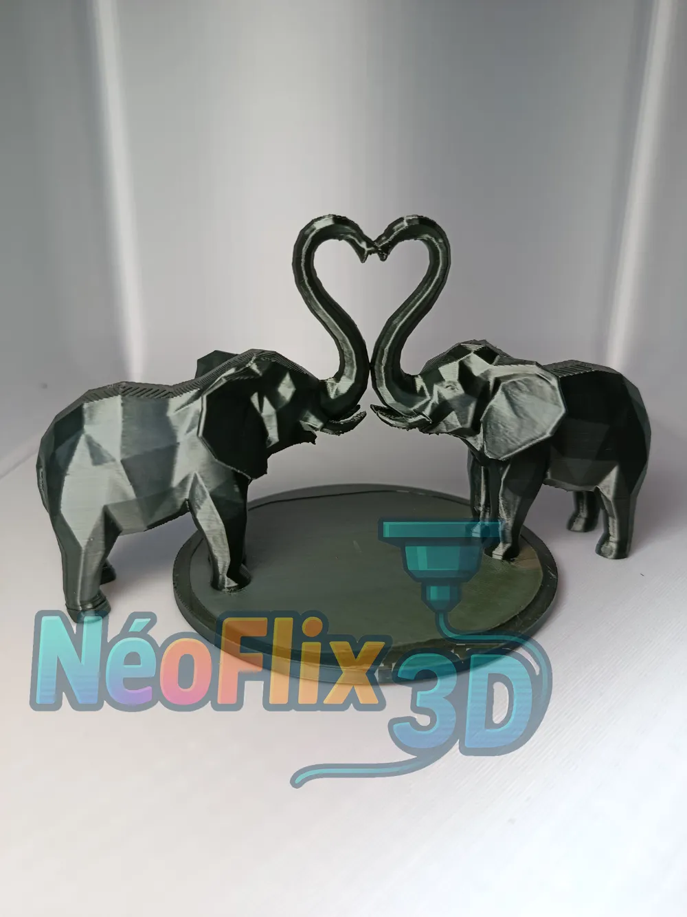 Elephants in Love – 3D Heart Sculpture - Free 3D Print Model - MakerWorld