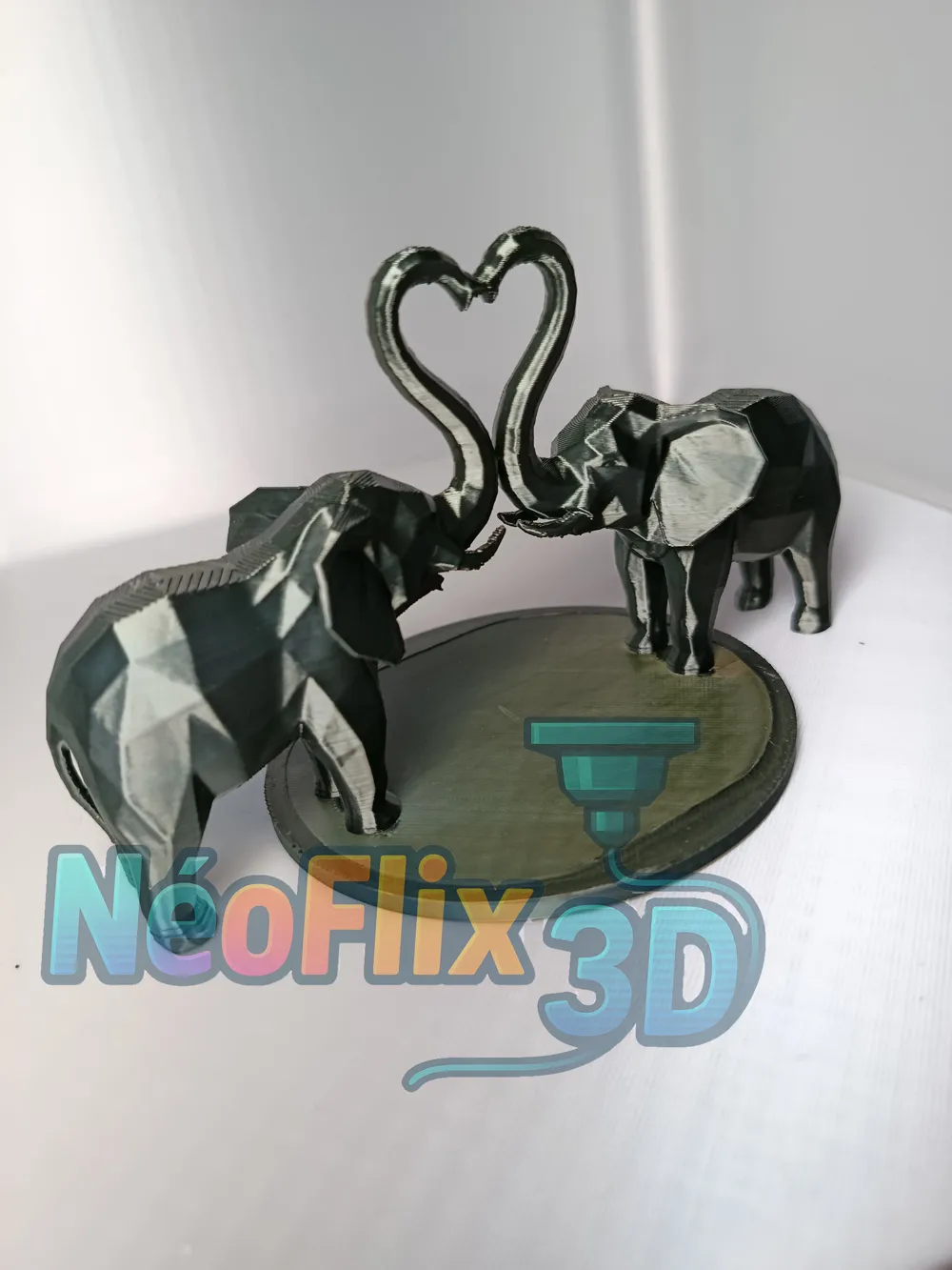 Elephants in Love – 3D Heart Sculpture - Free 3D Print Model - MakerWorld