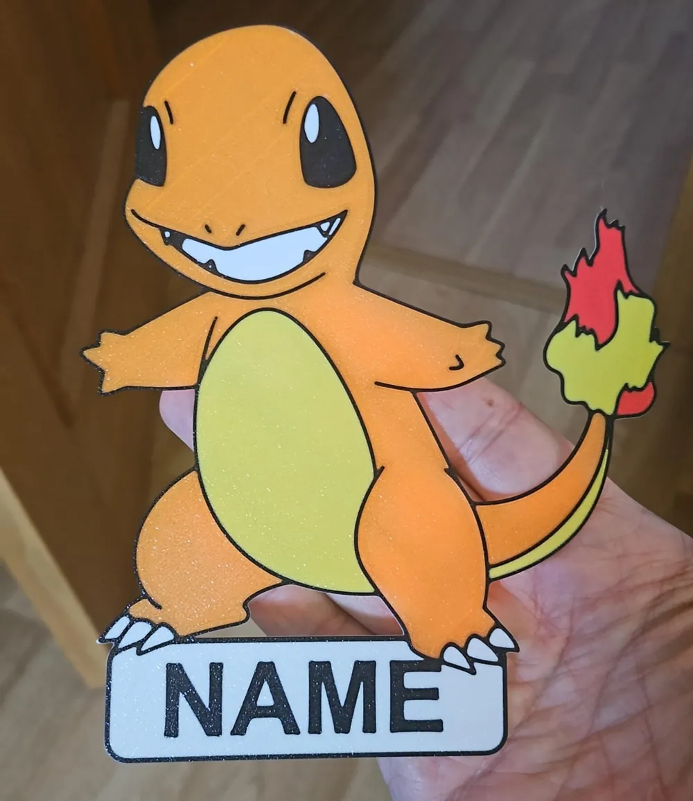 Charmander, a Pokémon – your name - Free 3D Print Model - MakerWorld
