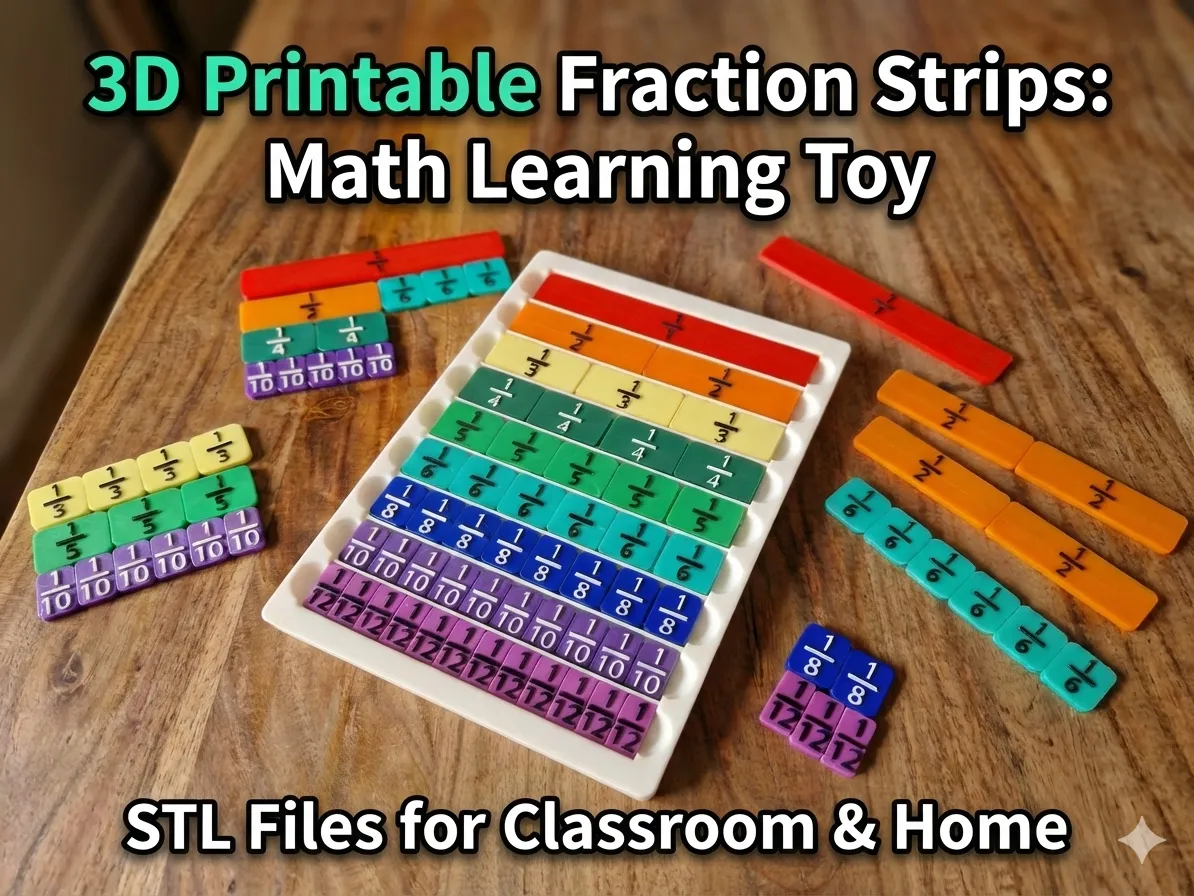 Fraction Strips: Educational Math Tool (V2 Rework) - Free 3D Print ...