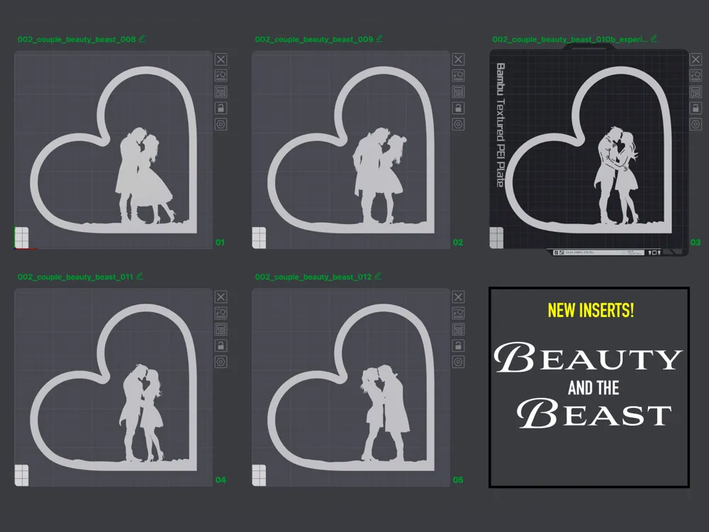 5x Beauty & Beast Inserts Shadowbox by technerd - MakerWorld