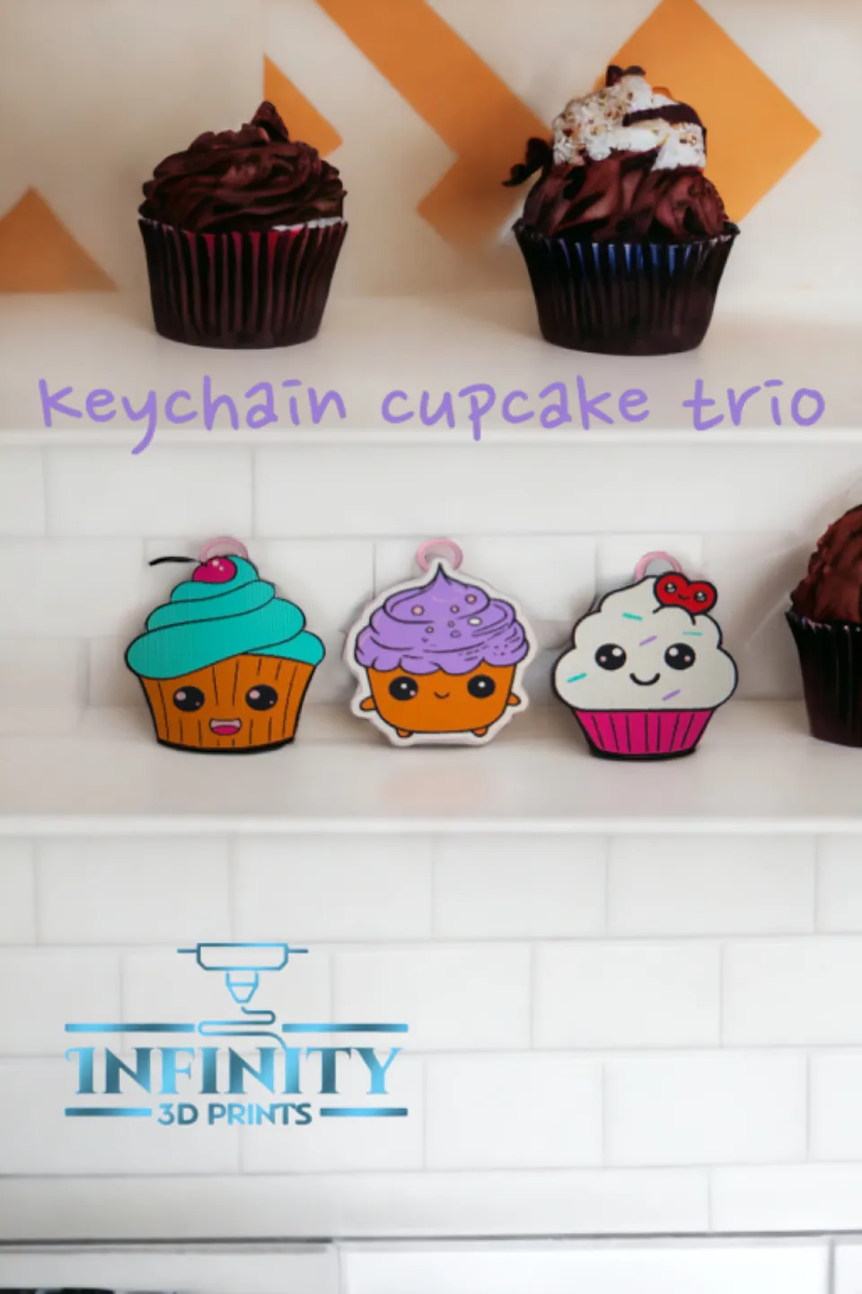 HAPPY CUPCAKE TRIO KEYCHAINS by Infinity 3D Prints - MakerWorld