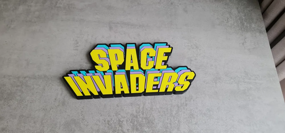 Space Invaders classic arcade logo / sign by Lendehaas MakerWorld ...