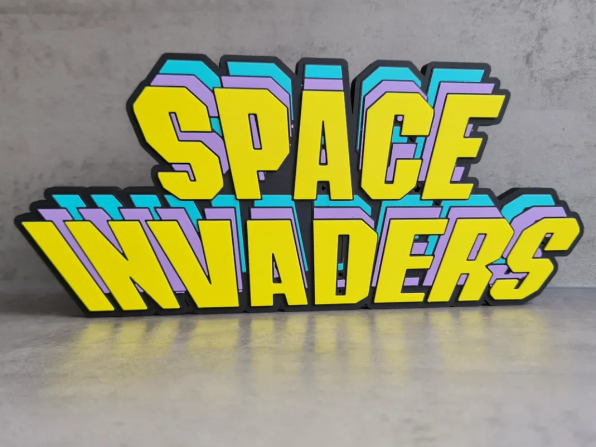 Space Invaders classic arcade logo / sign by Lendehaas MakerWorld: Download Free 3D Models