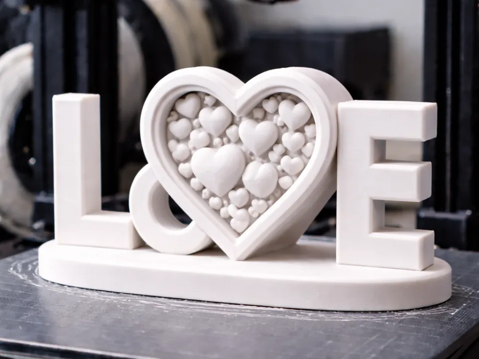 LOVE Lettering with Heart - Valentine's Decoration - Free 3D Print ...