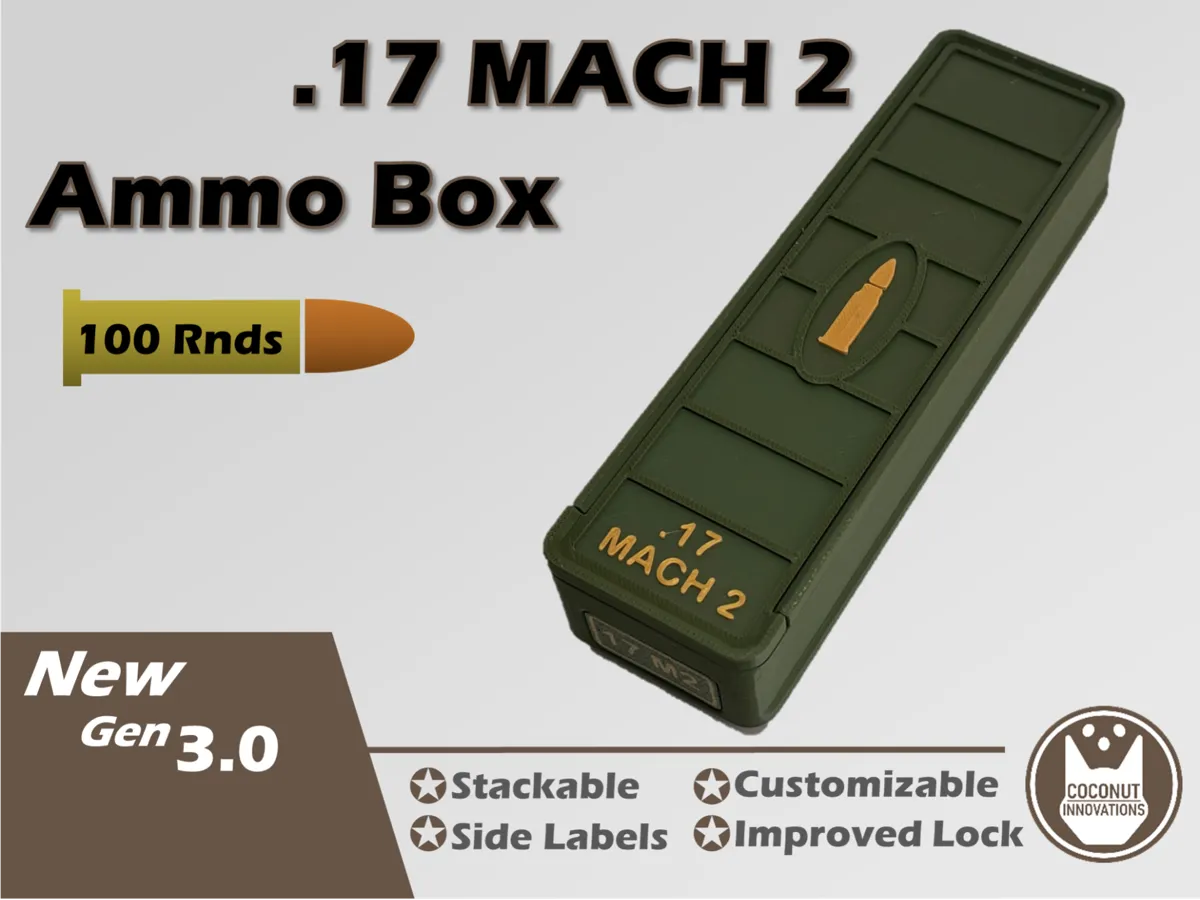 Ammo Storage Box .17 MACH 2 - 100 Rounds - Free 3D Print Model - MakerWorld