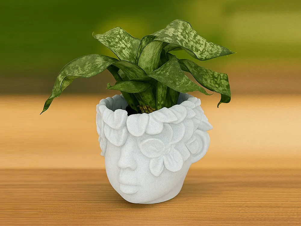 "Flowerful Head" Planter by Maraxos MakerWorld: Download Free 3D Models