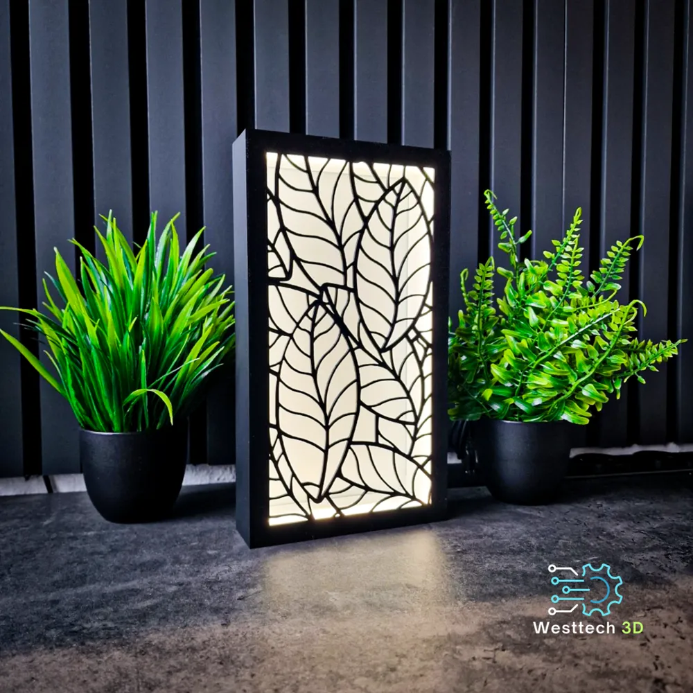 Modern LED Lamp with Leaves in a Square Design by Edelassi - MakerWorld