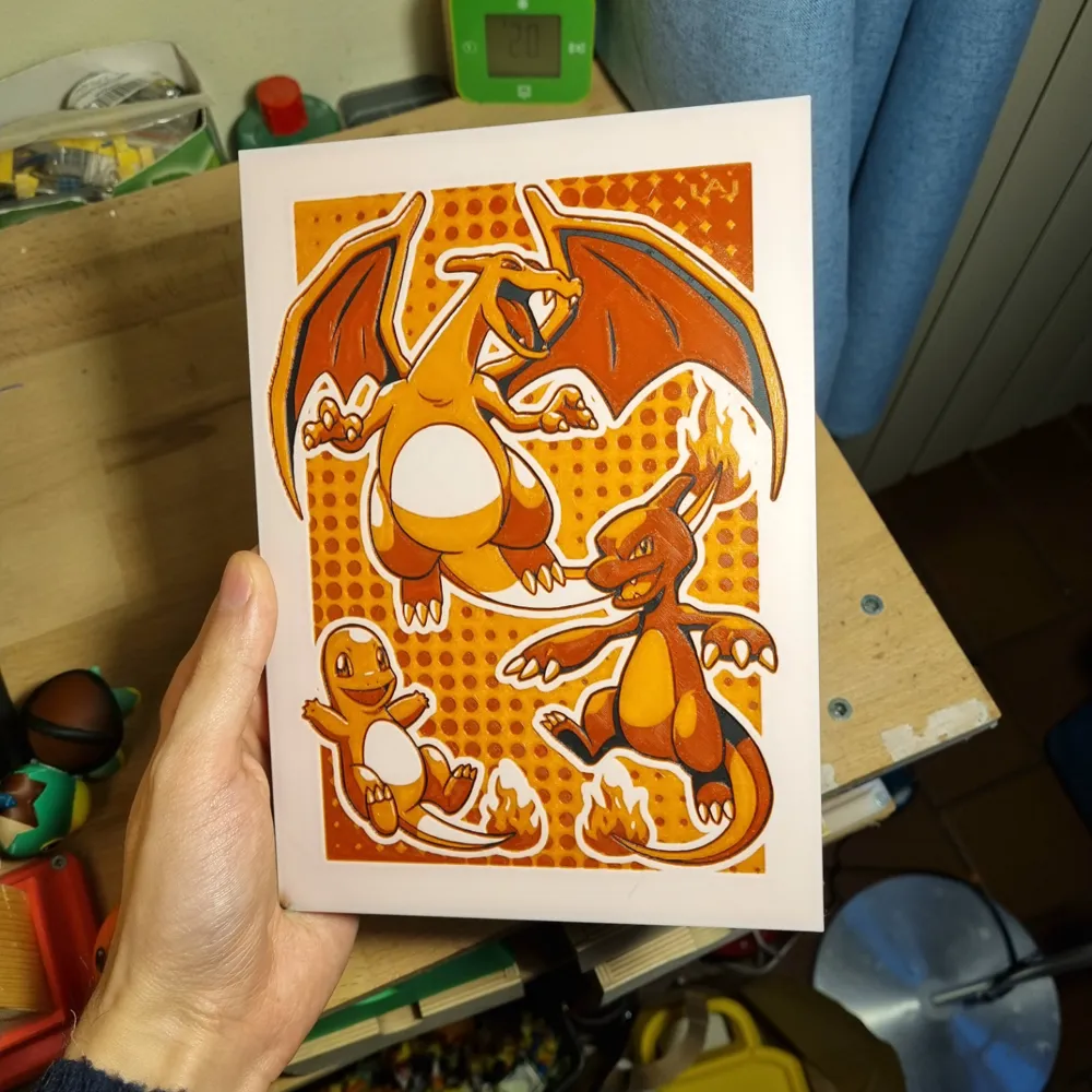 Charmander Evolution Portrait (HueForge) by Big Simi - MakerWorld