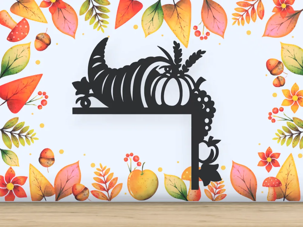 Fall Cornucopia Door Corner - Thanksgiving Decor - Free 3D Print Model ...