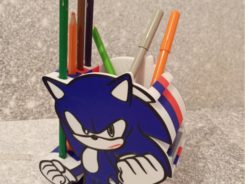 Sonic pencil holder by MKBS-3D MakerWorld: Download Free 3D Models