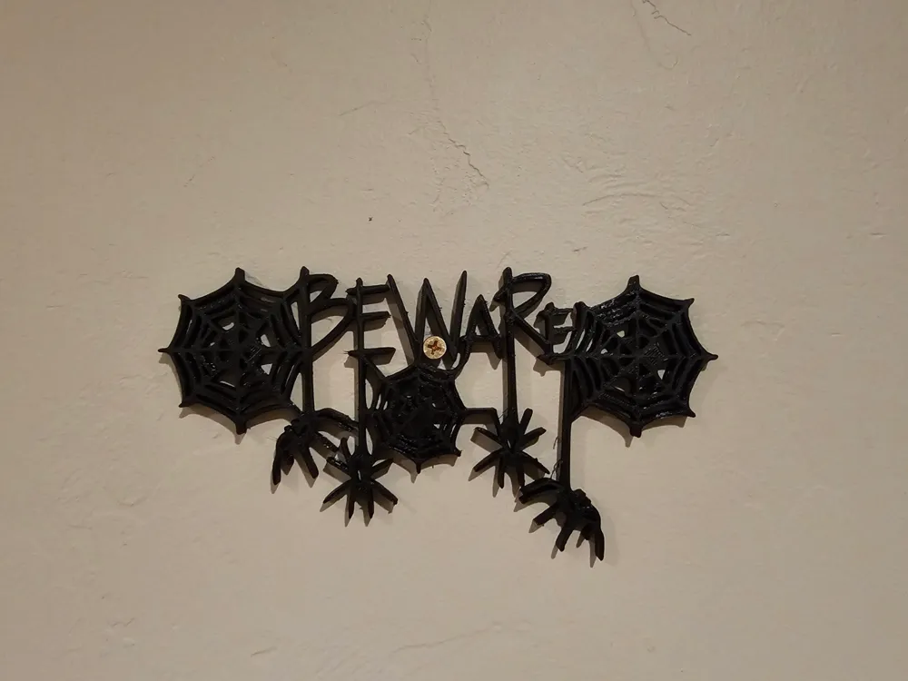 Beware Sign with Spiders by Ridge Turner - MakerWorld