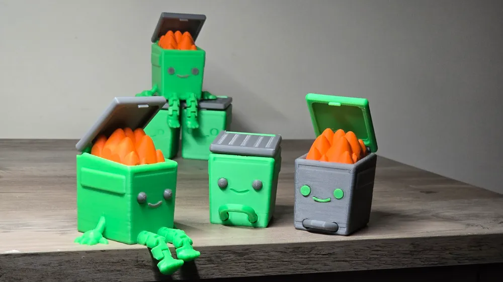 Cute articulated dumpster fire box clicker fidget by Spandolage3D ...
