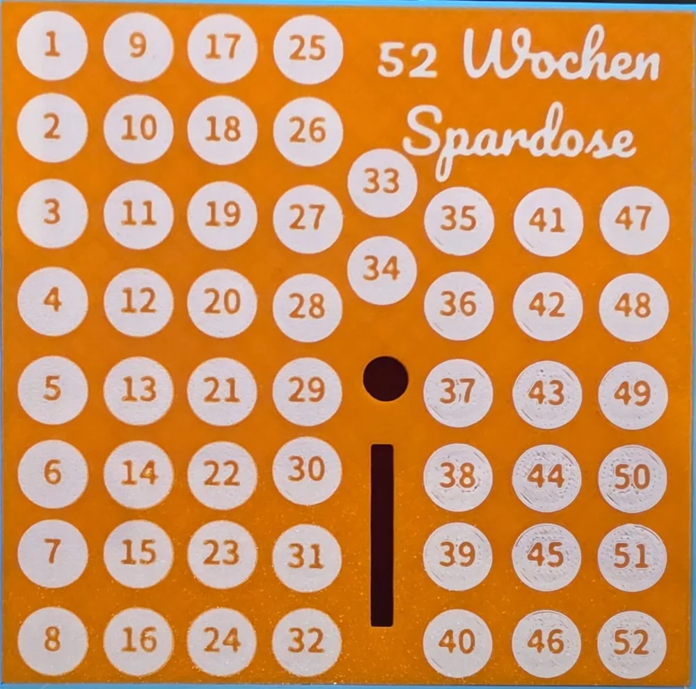 52 Week Savings Challenge V2 - Free 3D Print Model - MakerWorld