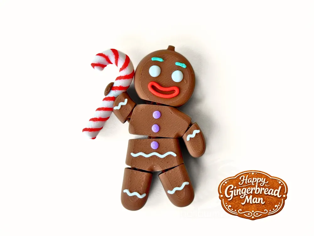 Happy Articulated Gingerbread Man - Free 3D Print Model - MakerWorld