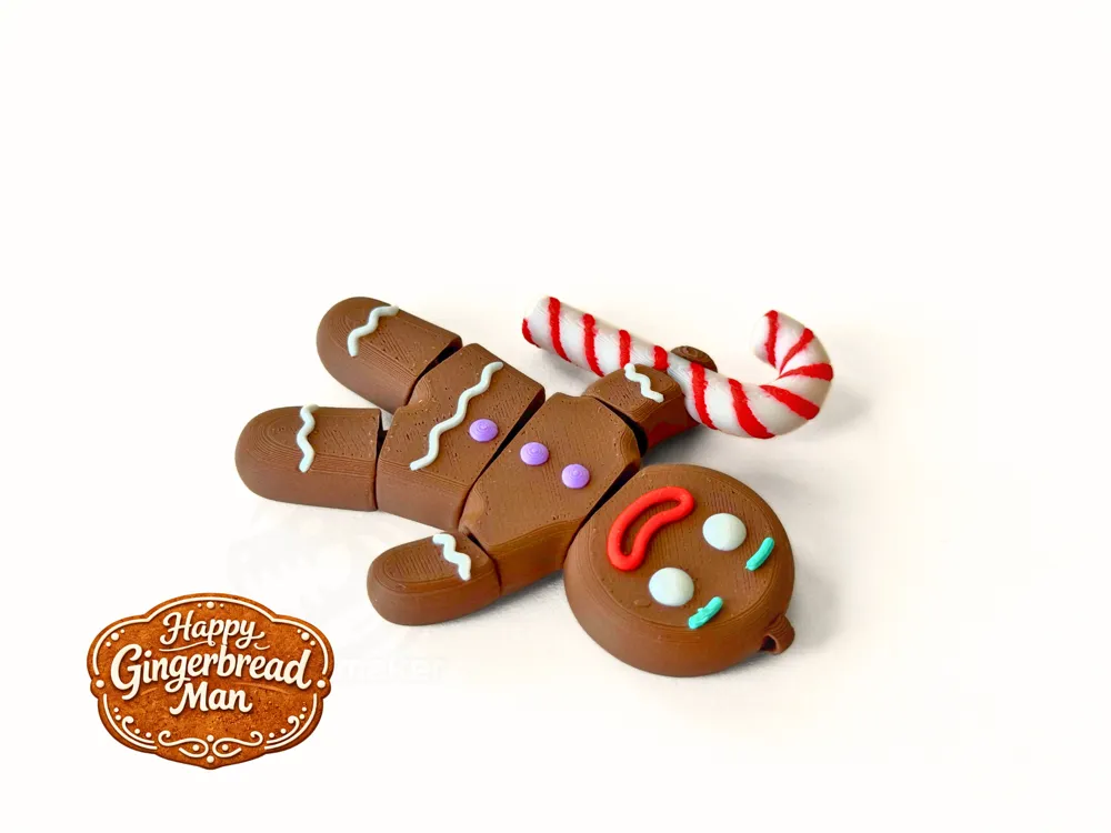 Happy Articulated Gingerbread Man - Free 3D Print Model - MakerWorld