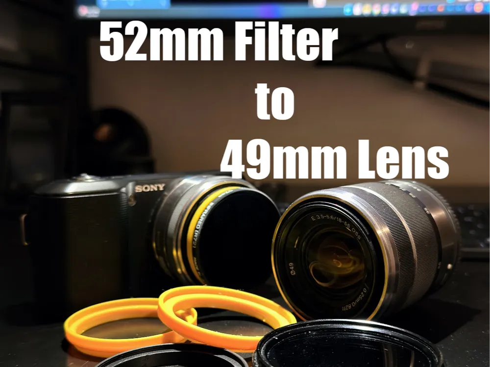 Photo Filter Adapter 49-52mm - StepUP ring by Proxys MakerWorld: Download Free 3D Models