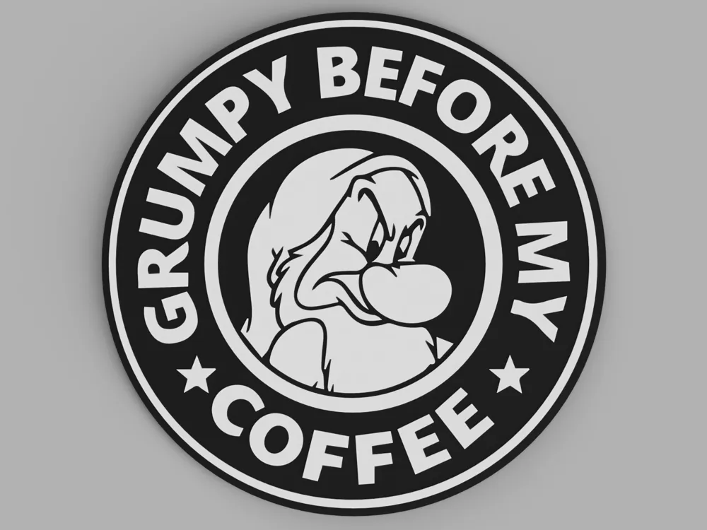 Grumpy before my coffee coaster by jakubhroch - MakerWorld